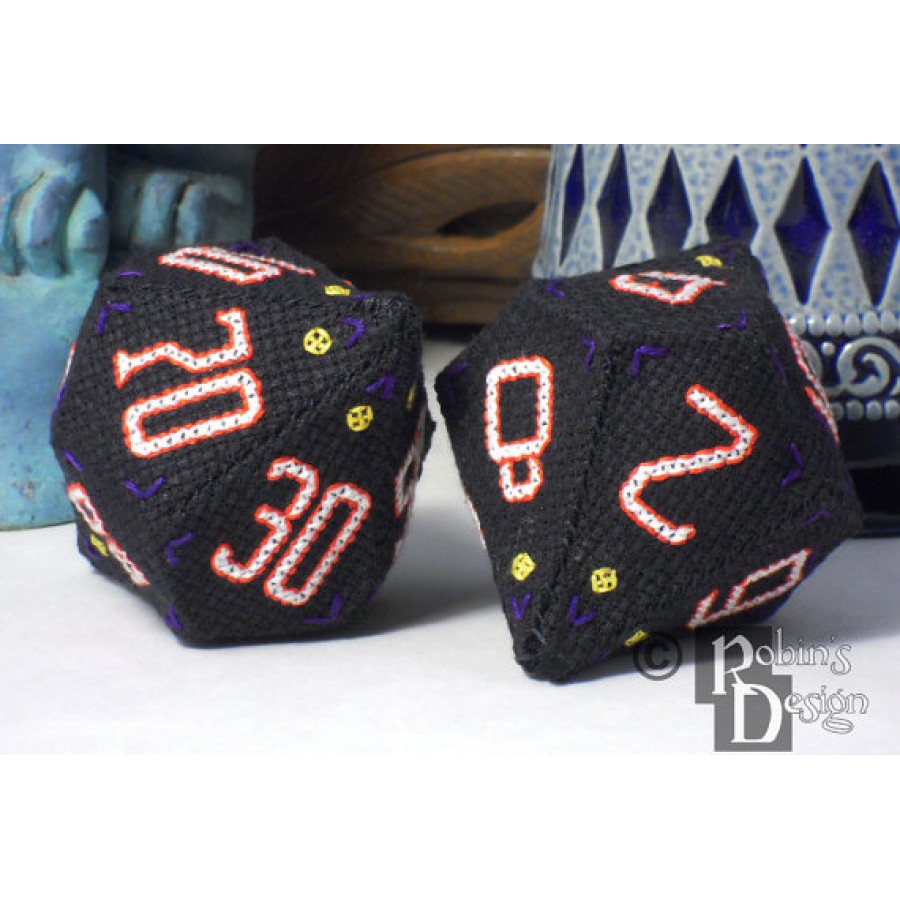 D10 Pentagonal Trapezohedron Set 3D Cross Stitch Sewing Pattern PDF