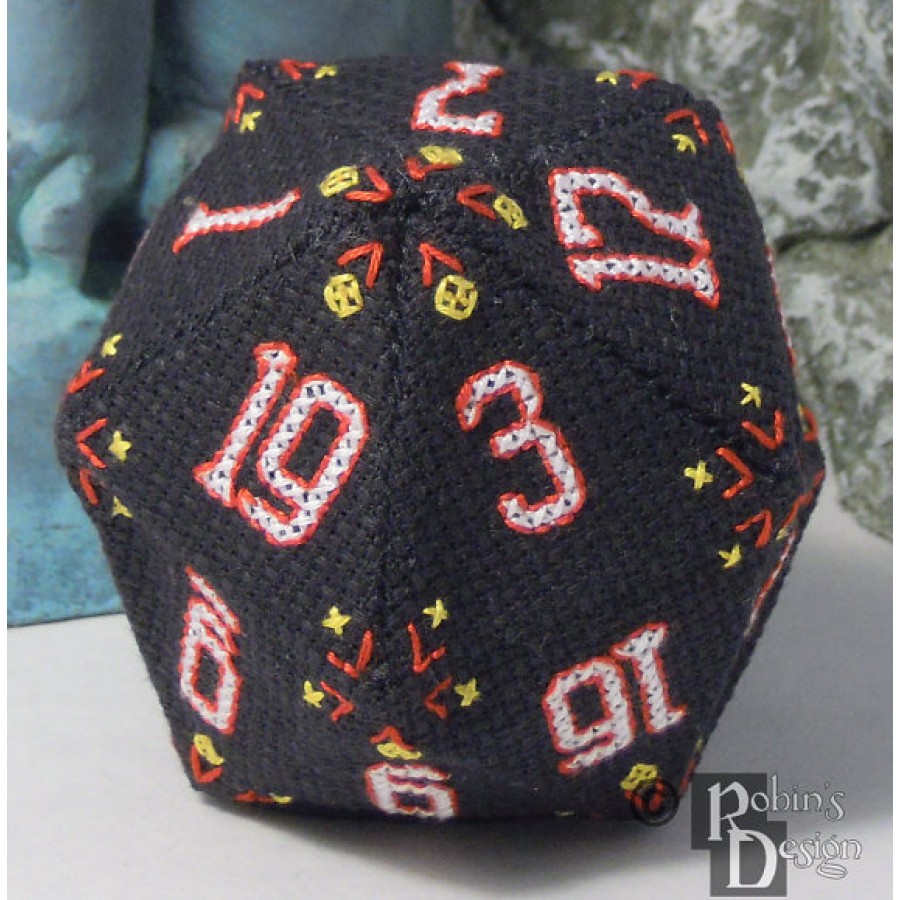D20 Icosahedron 3D Cross Stitch Sewing Pattern PDF