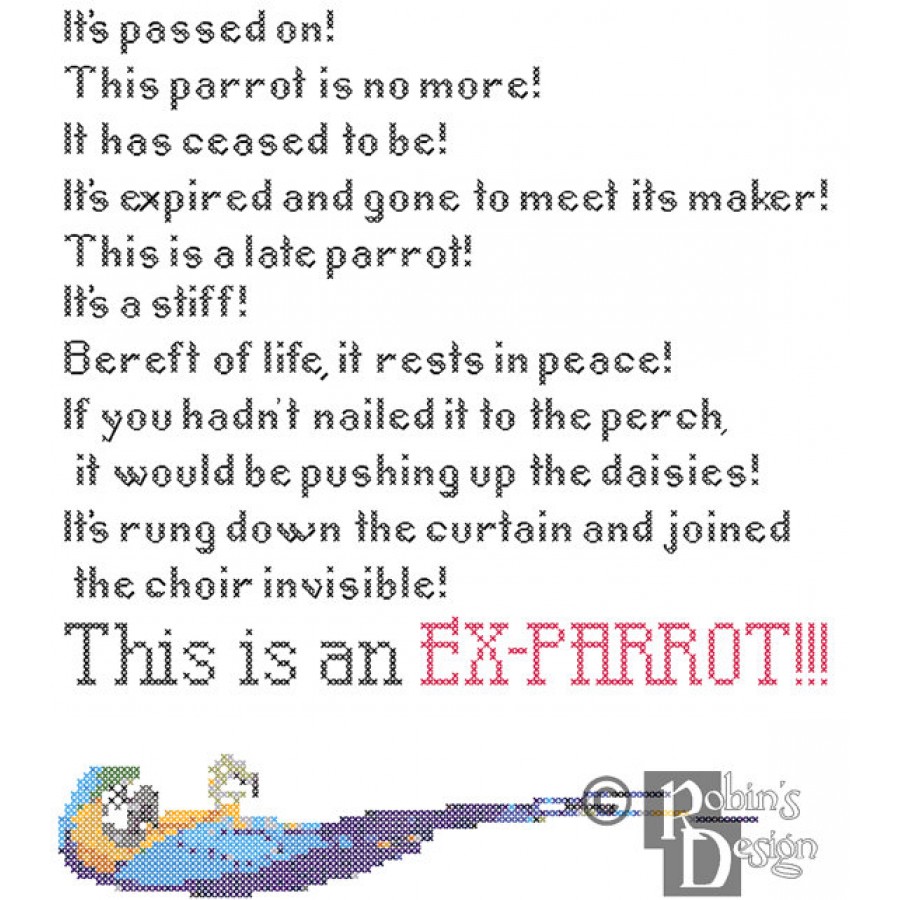 Fiber Arts Art & Collectibles Monty Python Dead Parrot Norwegian Blue ...