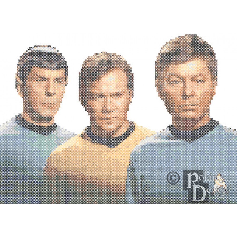 Kirk, Spock and McCoy Star Trek Cross Stitch Pattern PDF