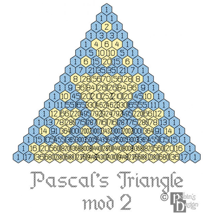 Pascal's Triangle Mod 2 Cross Stitch Pattern PDF