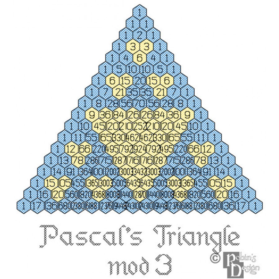 Pascal's Triangle Mod 3 Cross Stitch Pattern PDF