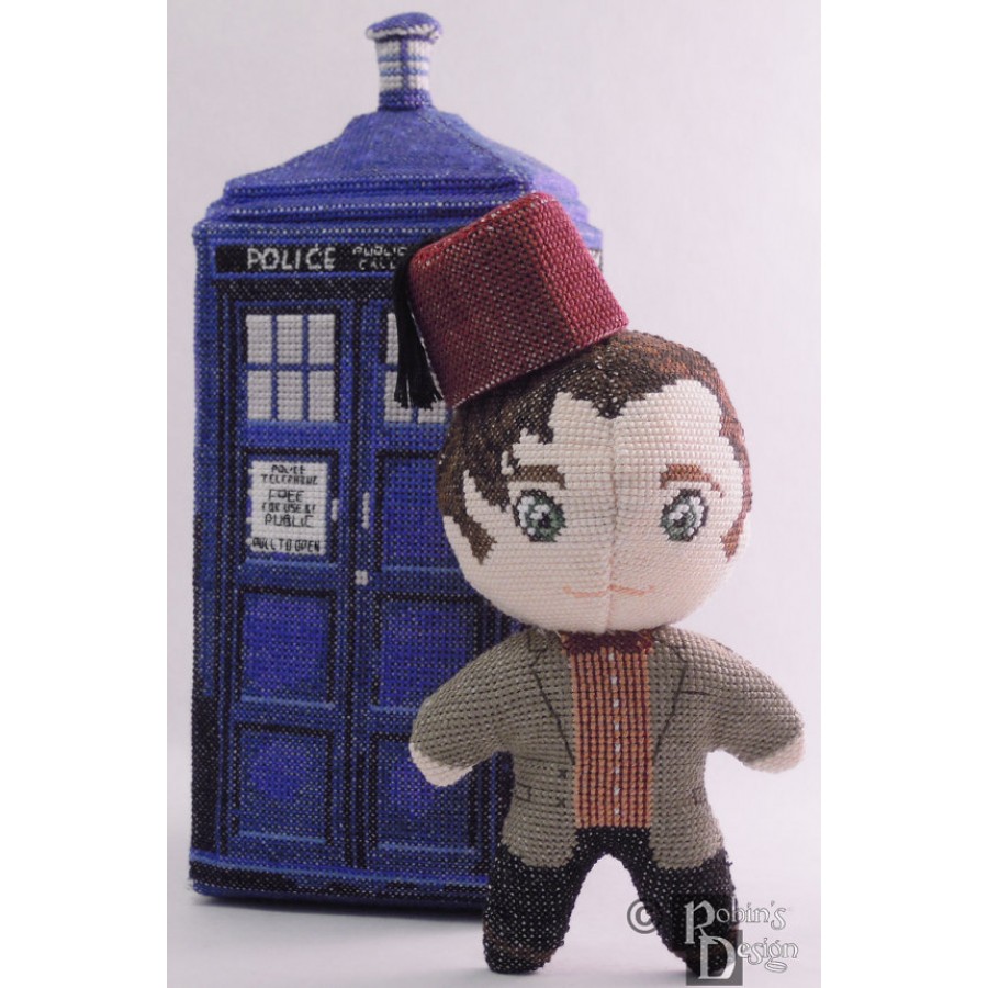 The Eleventh Doctor with Fez Doll 3D Cross Stitch Sewing Pattern PDF