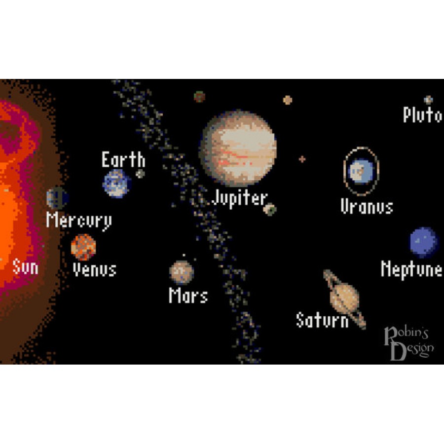 The Solar System with Labels Cross Stitch Pattern PDF