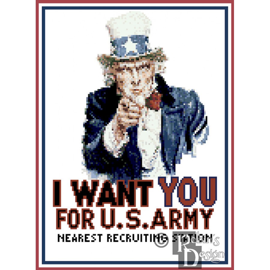 Uncle Sam Wants You Poster Reproduction Cross Stitch Pattern PDF