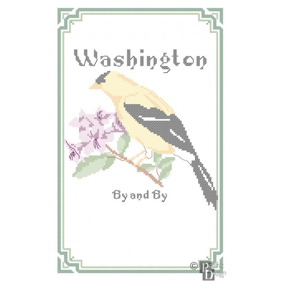 Washington State Bird, Flower and Motto Cross Stitch Pattern PDF